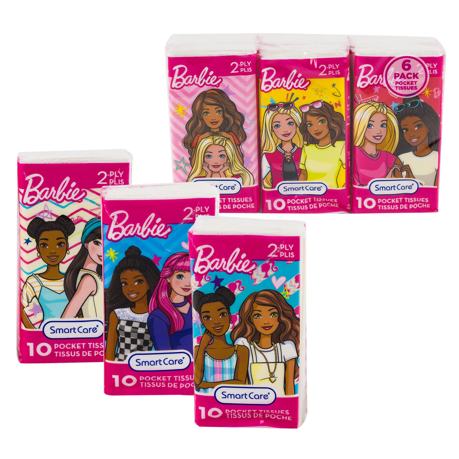 Wholesale 6pk 10ct Barbie Facial Tissue | WHITE | SKU: 32059