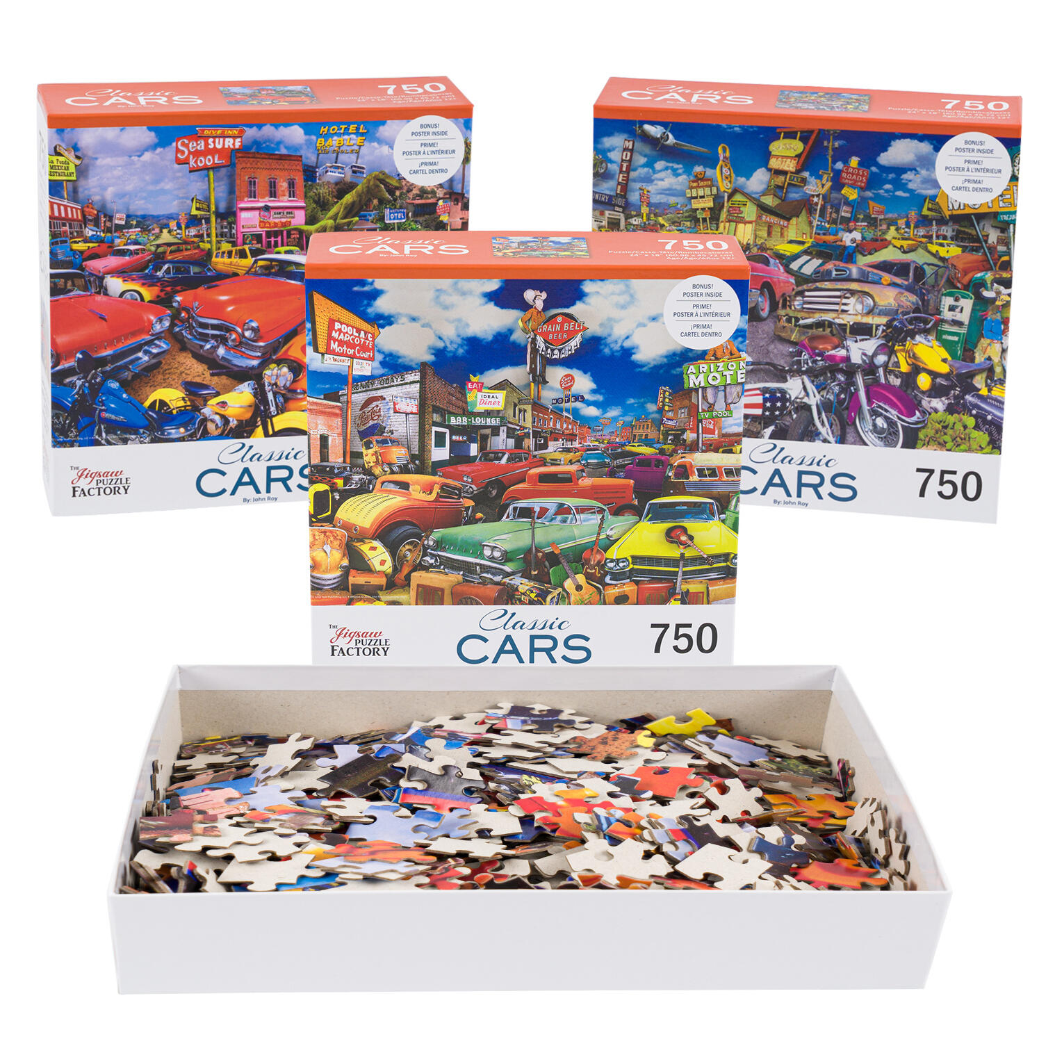 Wholesale 750pc Classic Cars Puzzle- Assorted MULTICOLOR