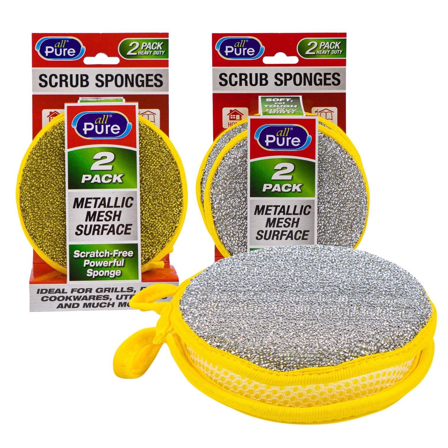 Wholesale All Pure 2pc Scrubber Sponge GOLD & SILVER