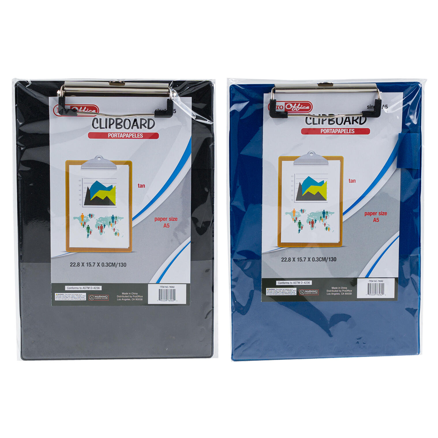 Wholesale Proffice Clipboard- 2 Assortments BLACK BLUE