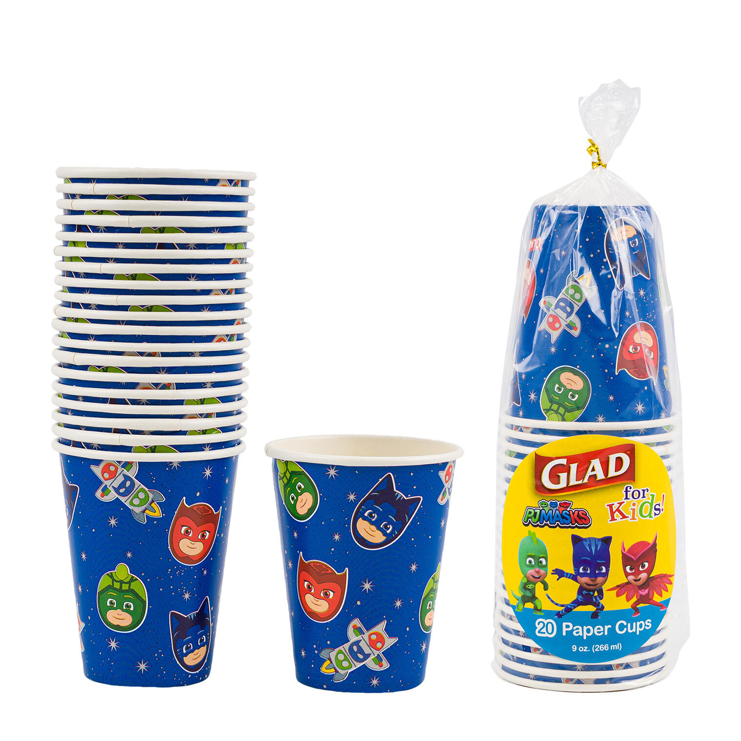 Wholesale PJ Mask 20pc Glad Paper Cups For Kids- 9oz BLUE/MULTI