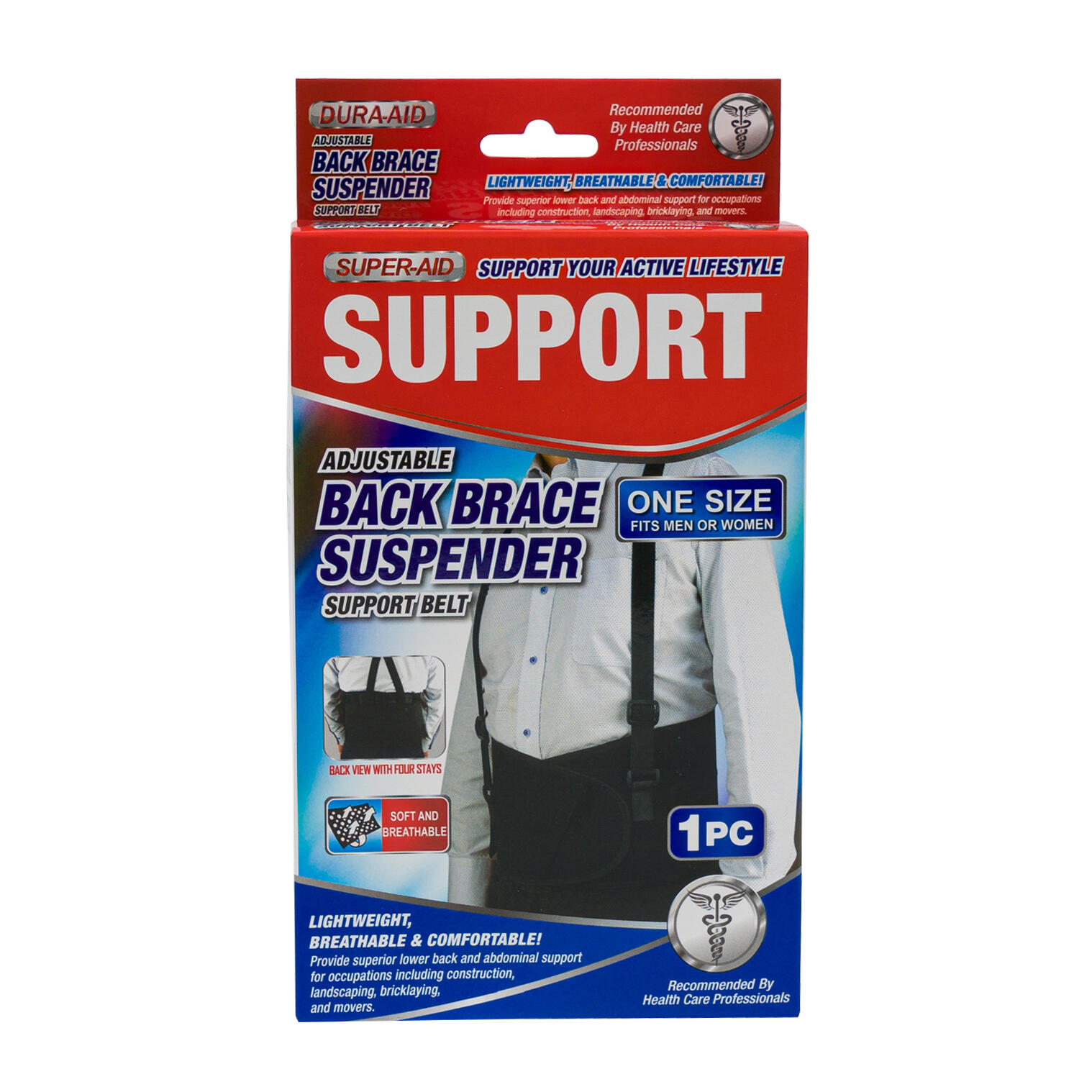 Wholesale Super-Aid Adjustable Back Support- Black BLACK