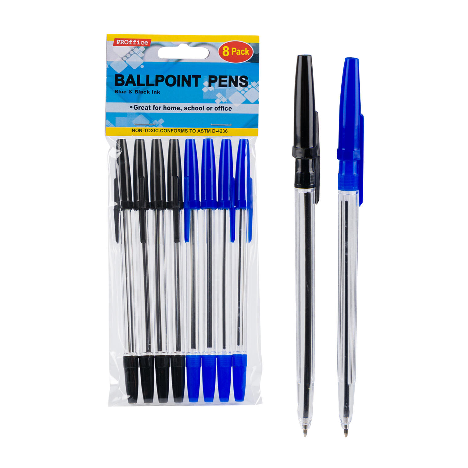 Wholesale Ballpoint Pen 8-pack BLACK BLUE