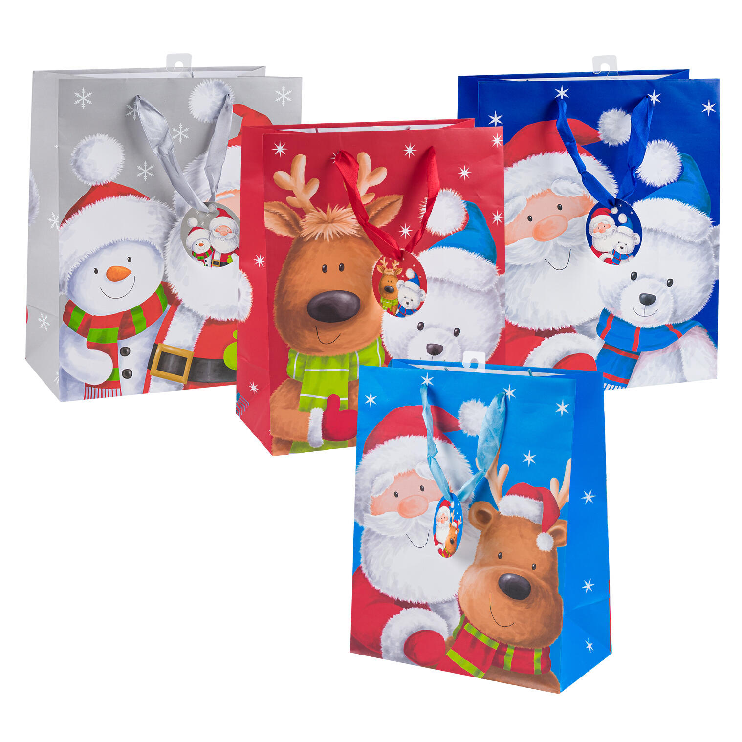 Wholesale Friends of Santa Gift Bag- Large- 4 Assortments MULTICOLOR/RED