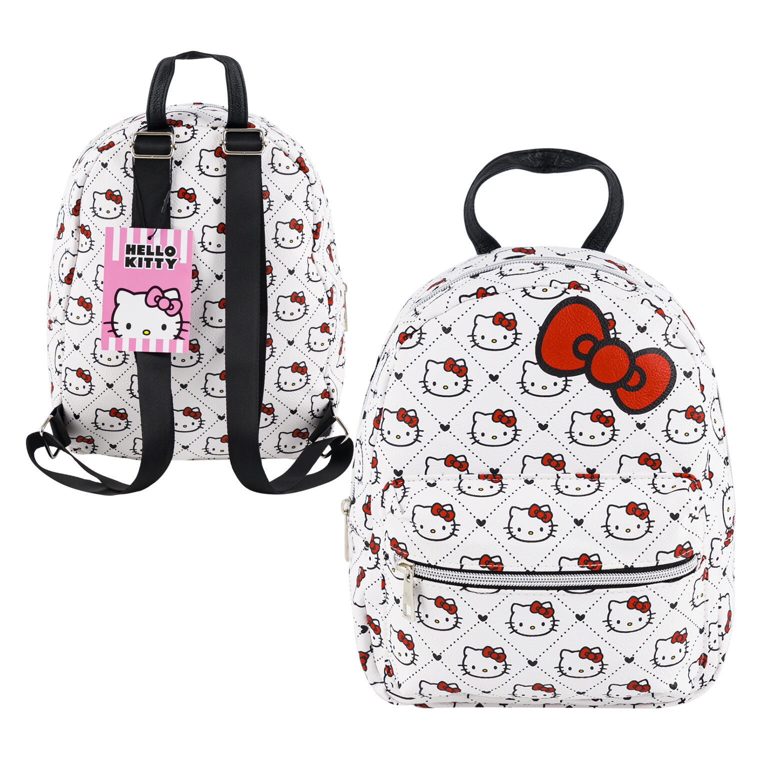 Wholesale Hello Kitty Red and White PU Leather Mini Backpack | AOP ...