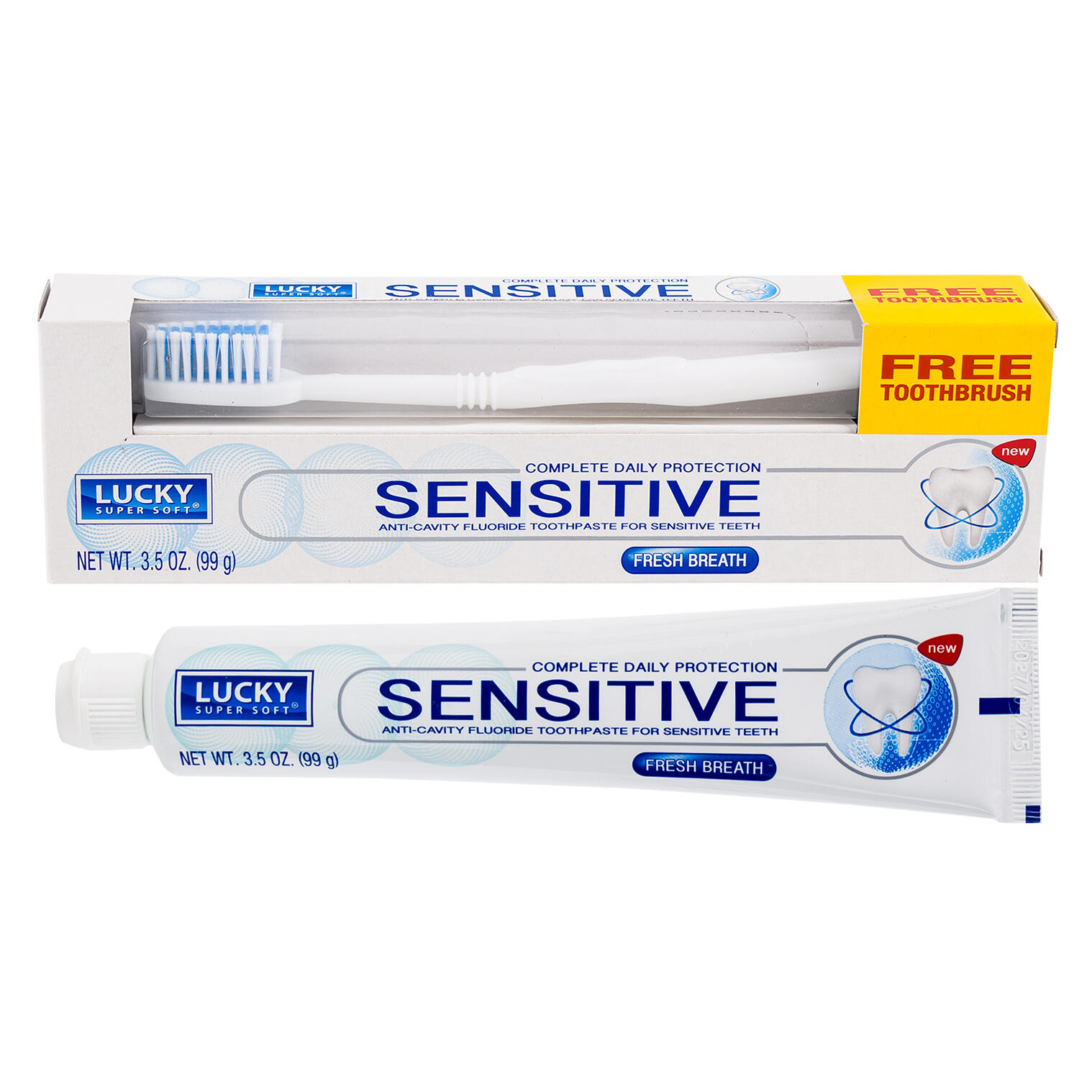 Wholesale Lucky Super Soft Sensitive Anti-Cavity Fluoride Toothpaste - 3.5oz/99g - Includes Free ...