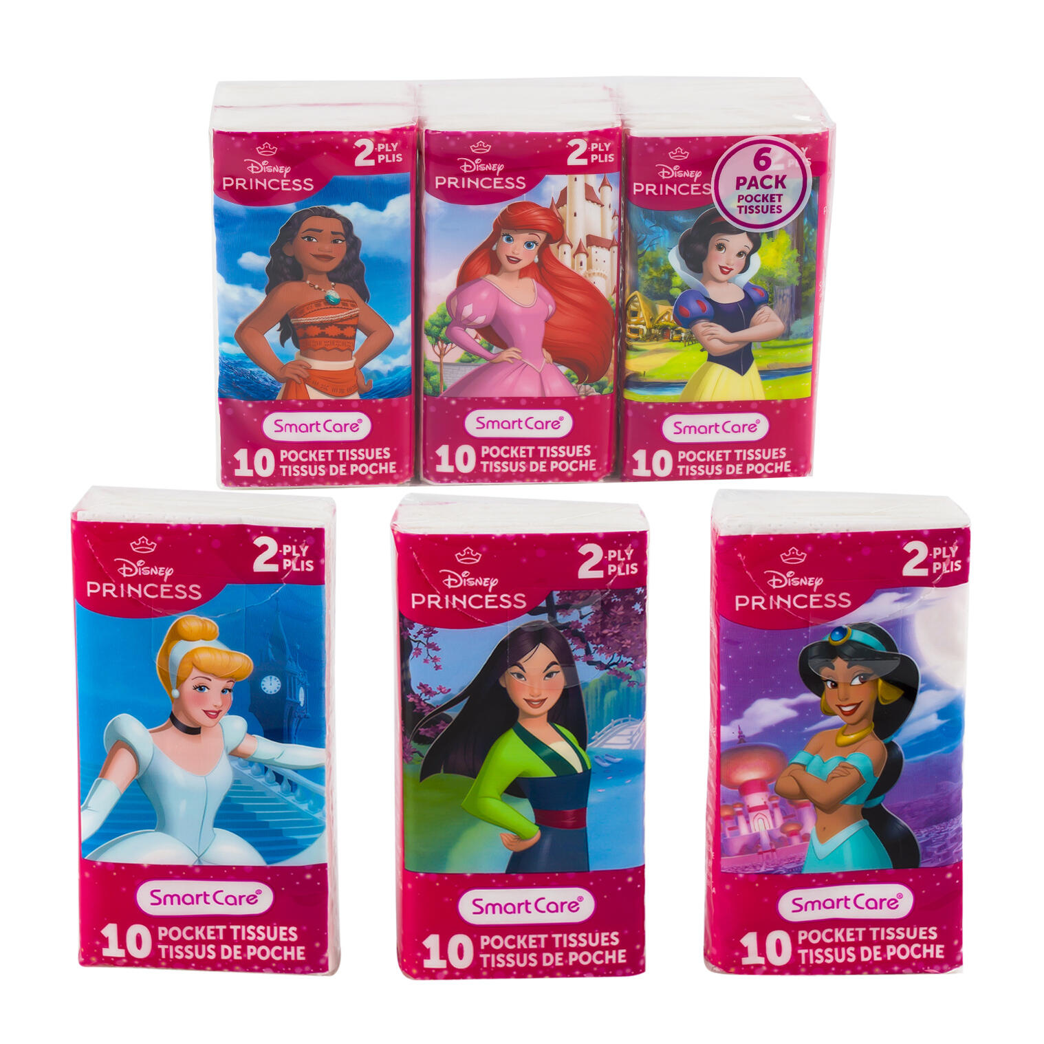Wholesale Smart Care Disney Princess 10 Count Pocket Tissues - 6 Pack ...