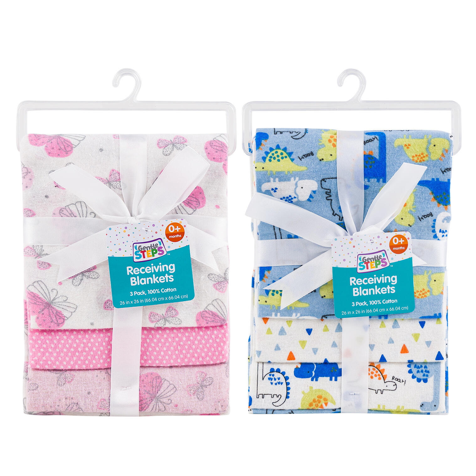 Wholesale RECEIVING BLANKETS,3pkSWIGGLES | PINK/BLUE | SKU: 88206