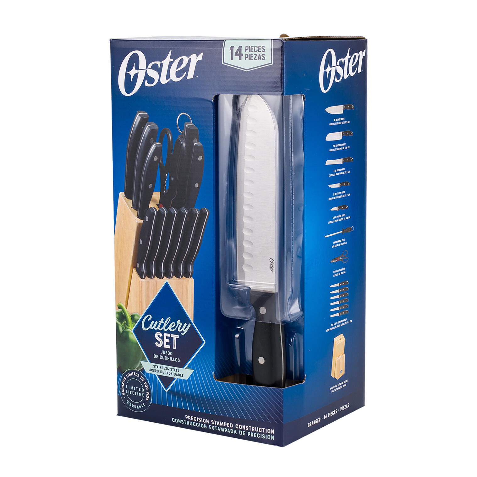 Wholesale Oster Cutlery Set with Hardwood Storage Block - 14 Pieces ...