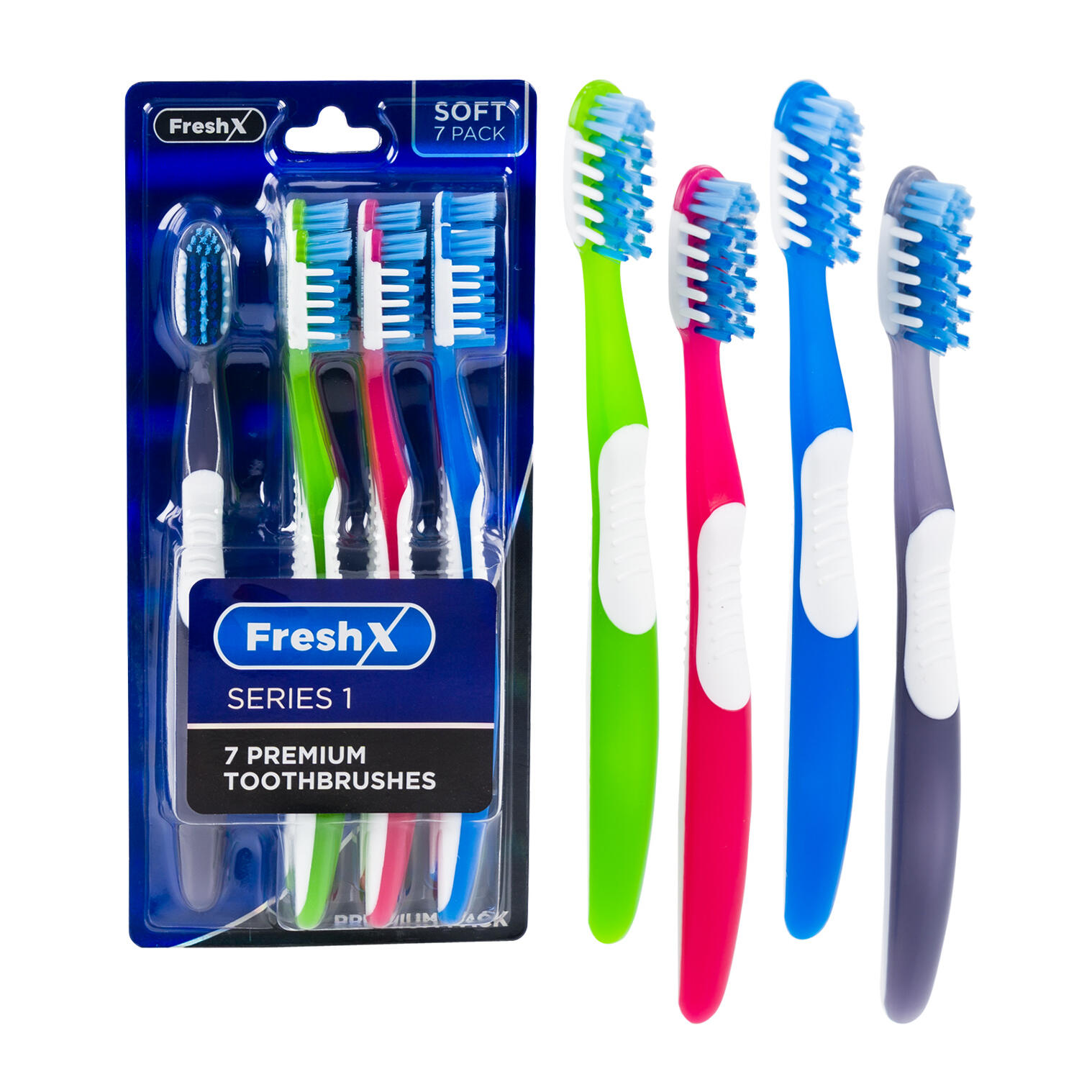 Wholesale Fresh X 7pk Soft Toothbrushes- Assorted Colors | | SKU: 93608