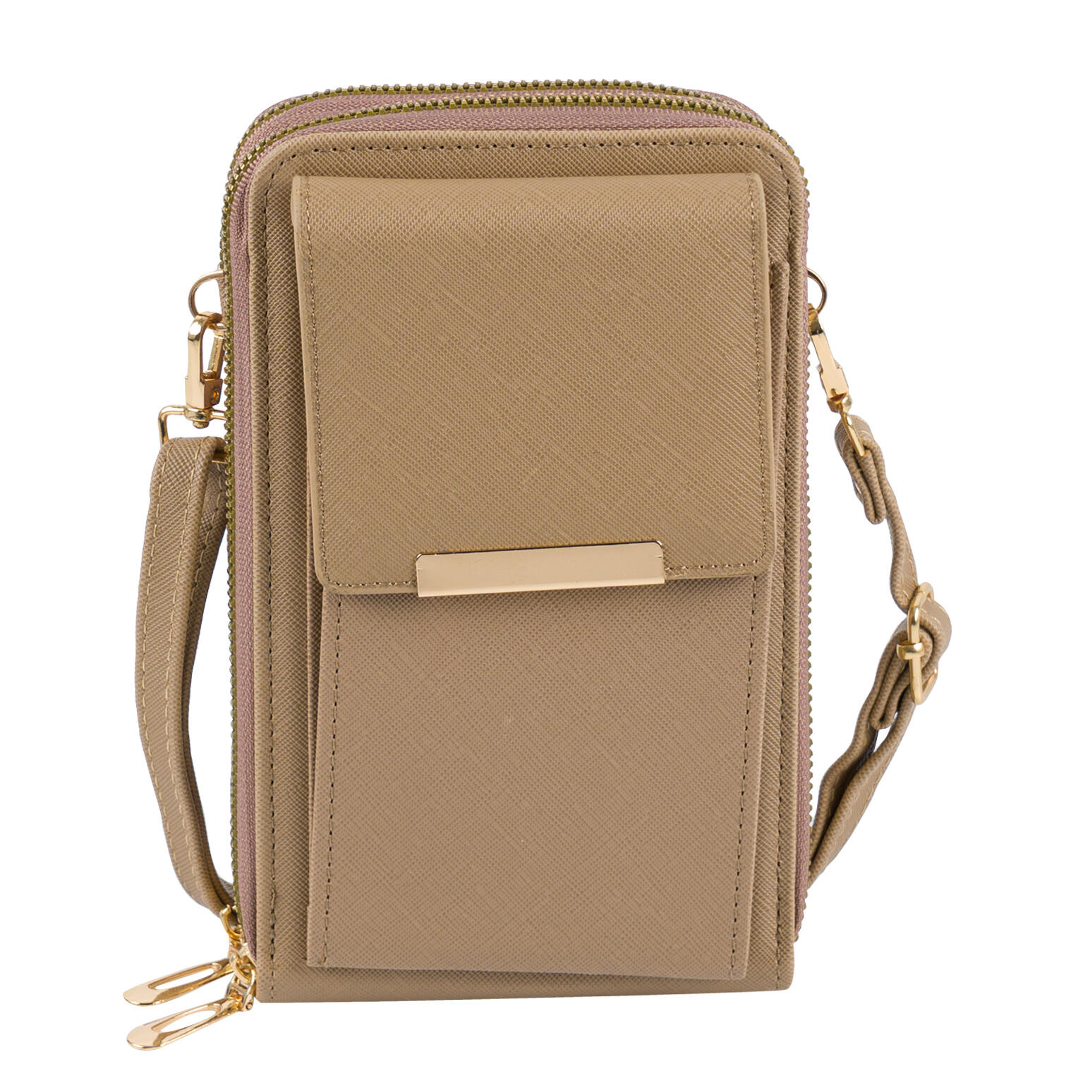 Wholesale 2-Section Bag- W/ Strap- Taupe