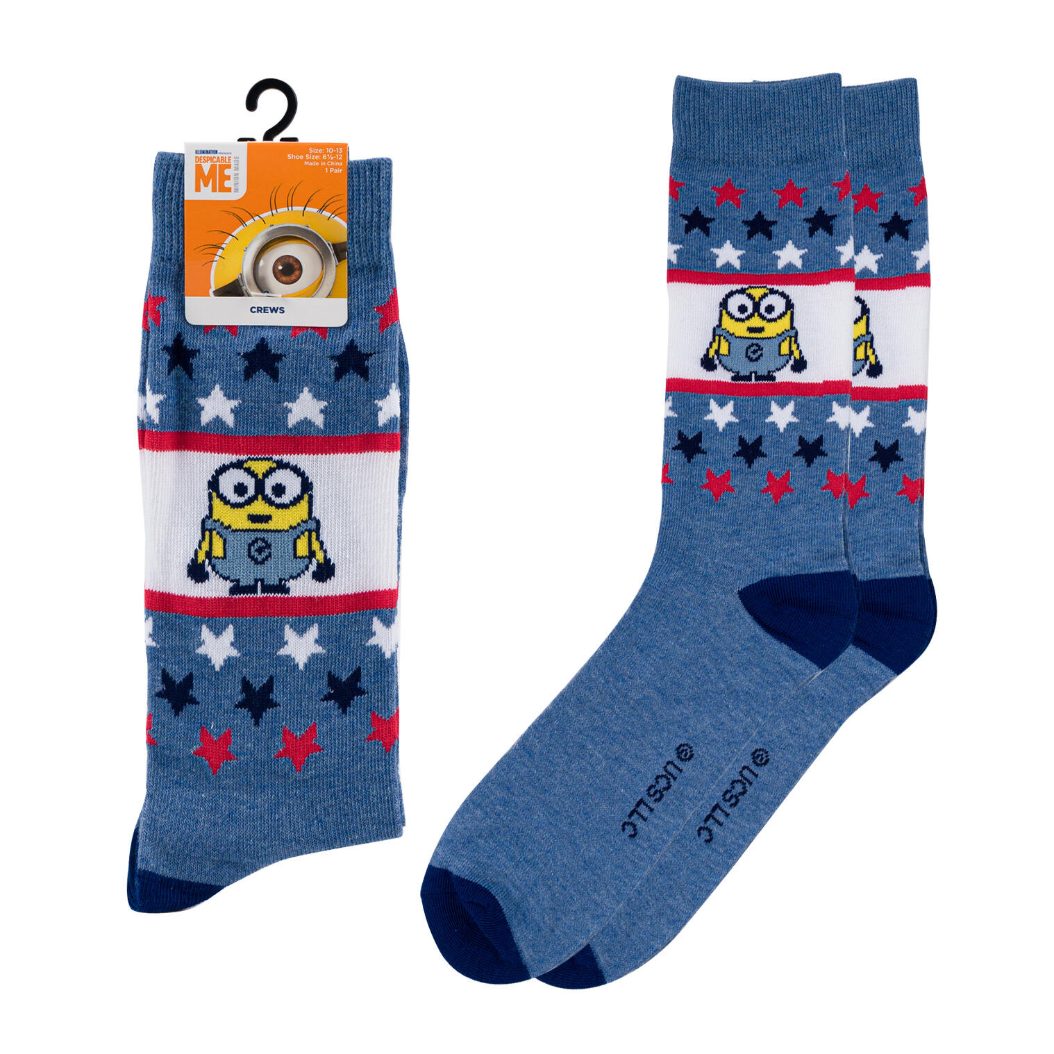 Wholesale Minions Kids Crew Socks- 10-13 Size BLUE