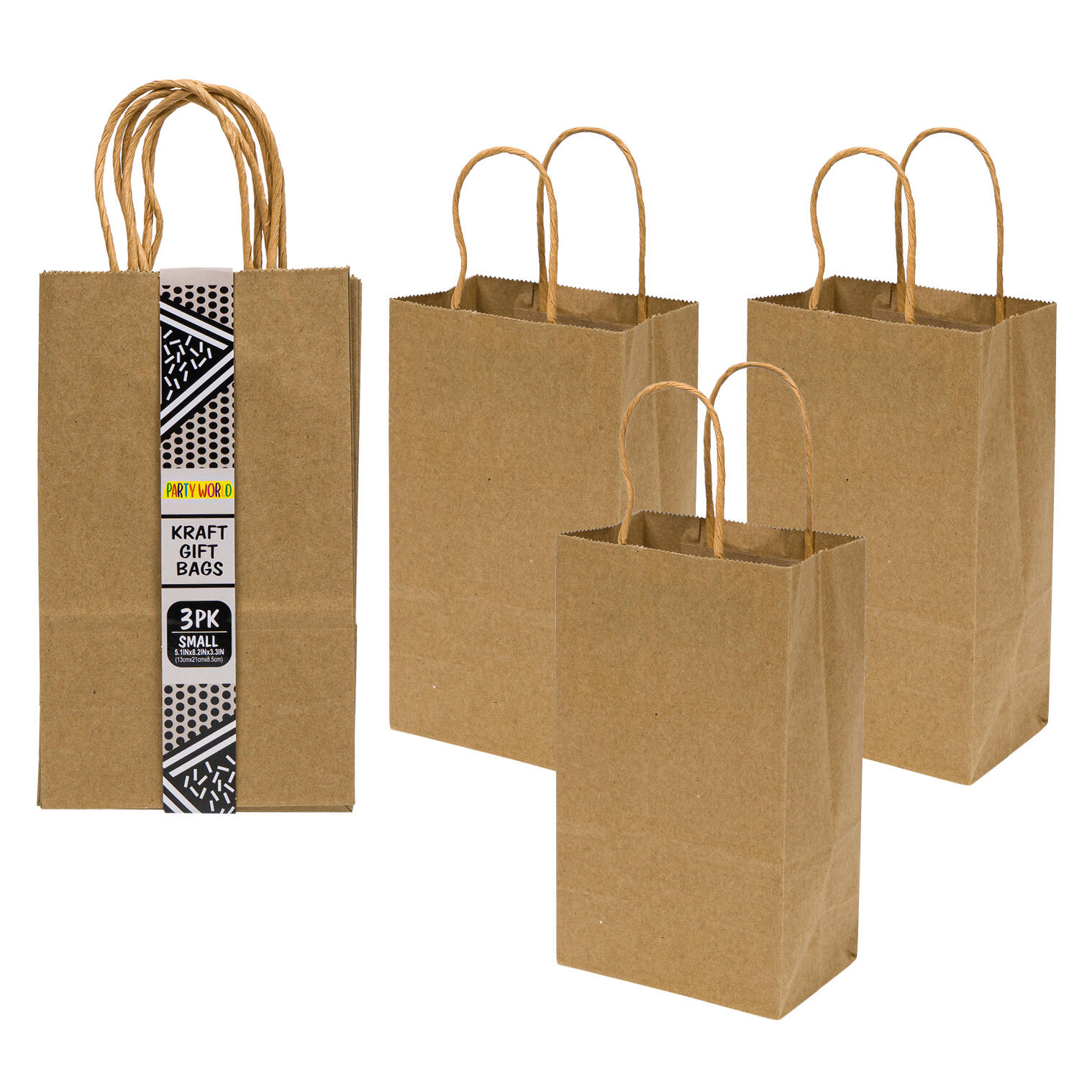 Wholesale KRAFT GIFT BAG,3pc SMALL EVERY BROWN