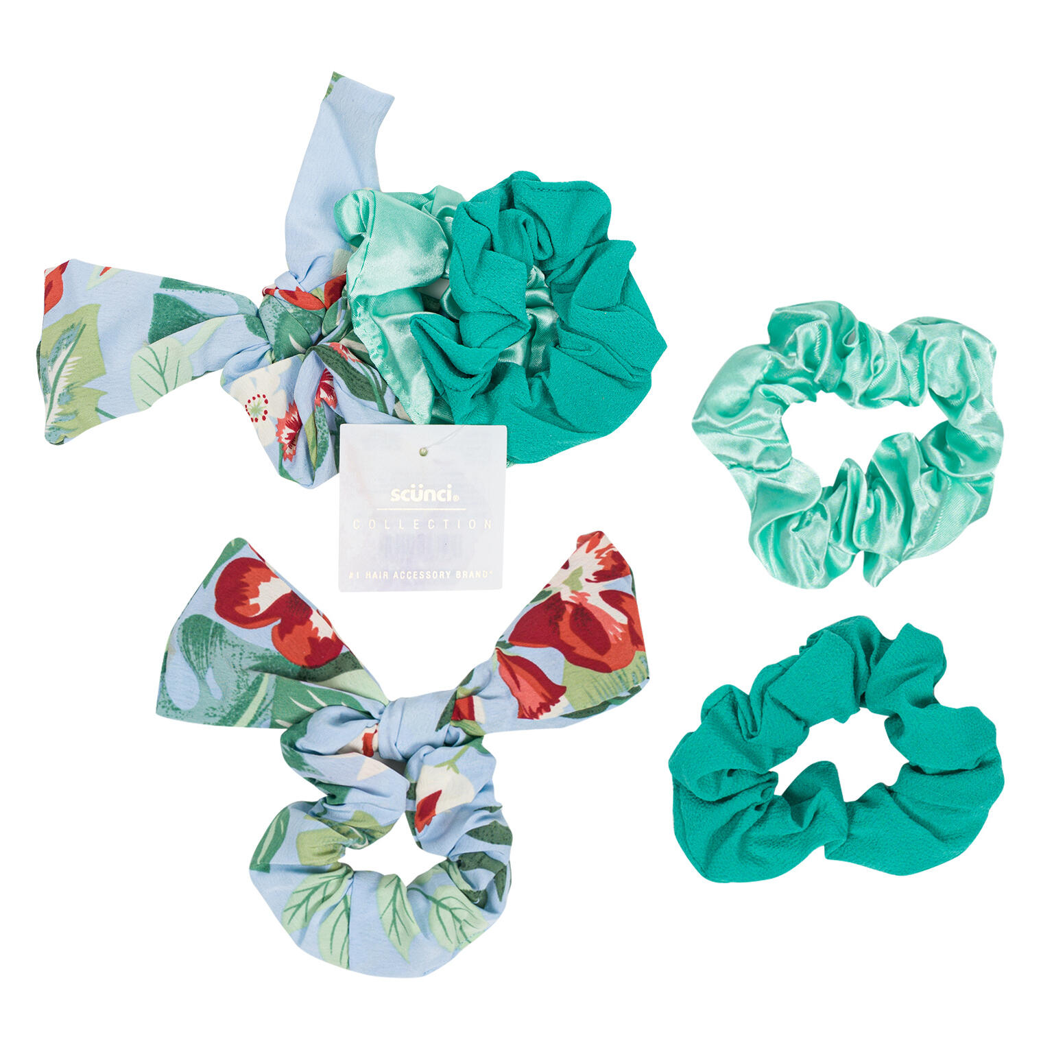 Wholesale HAIR SCRUNCHIES SET,3pc FLORAL FLORAL/MINTGRN/GREEN