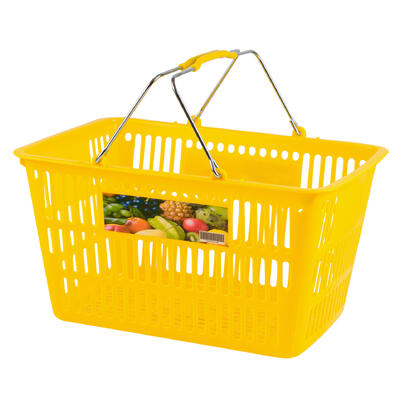 Wholesale Basket with Metal Handles- Yellow YELLOW