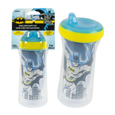 Wholesale Batman Insulated Sippy Cup- 9oz BLUE YELLOW WHITE BLACK