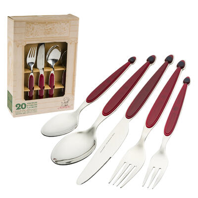 Wholesale 20pc Master Chef Stainless Steel Flatware Set | | BURGUNDY