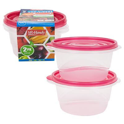 Wholesale Mr. Handy 2pk Round Food Container Set- 20oz RED LID CLEAR ...
