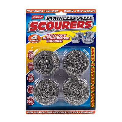 Wholesale Scourer Ball 4pc Stainless Steel Wire SILVER