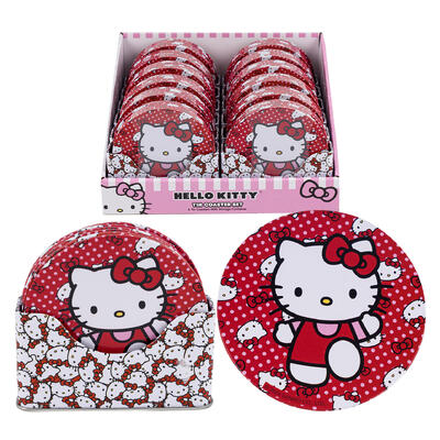 Wholesale HELLO KITTY 7PC ROUND COASTER SET RED